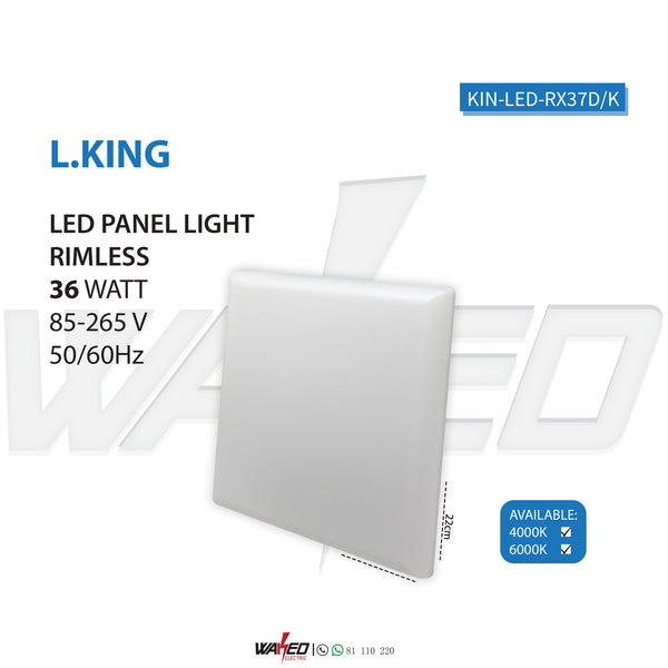 RIMLESS SPOT LIGHT - 36WATT - SQUARE - L.king – Waked Electric