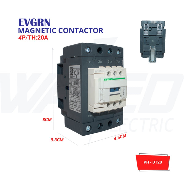 Contactor – 20A Motor Control Unit (AC3, 3-Phase) - EVGRN – Waked Electric