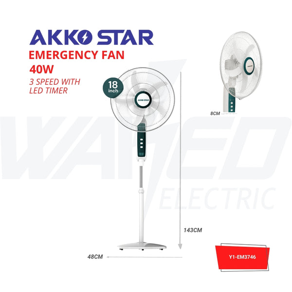 AKKO STAR Emergency Fan – 40W - 18 inch – Waked Electric