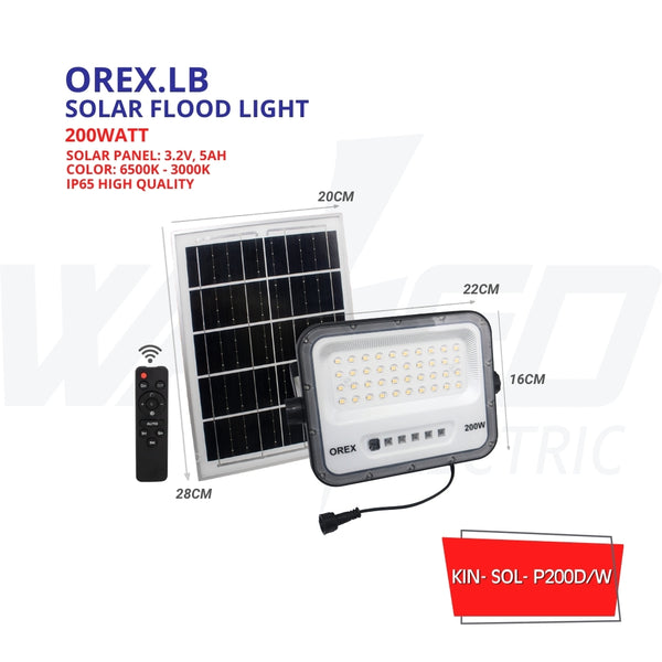 Solar Flood Light - 200w - OREX.LB – Waked Electric