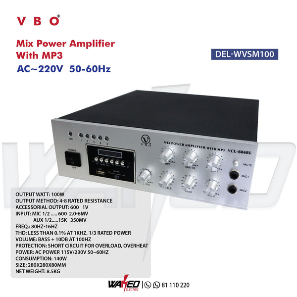 Mix Power Amplifier With MP3 - 100w – Waked Electric