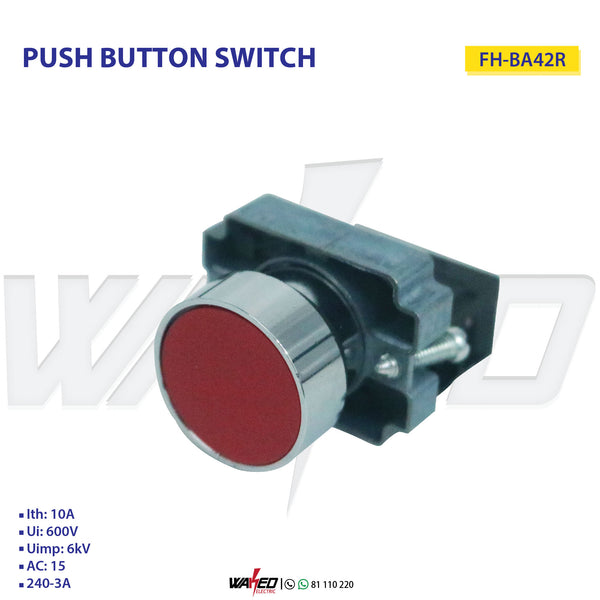 Push Button Switch - 10A - RED – Waked Electric