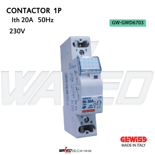 CONTACTOR 1P - 20A - GEWISS – Waked Electric