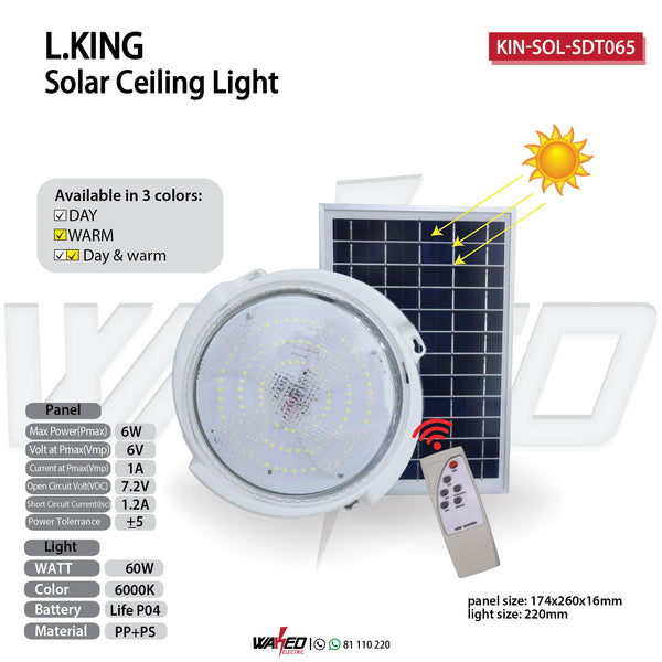 SOLAR CEILING LIGHT -60W - L.KING – Waked Electric