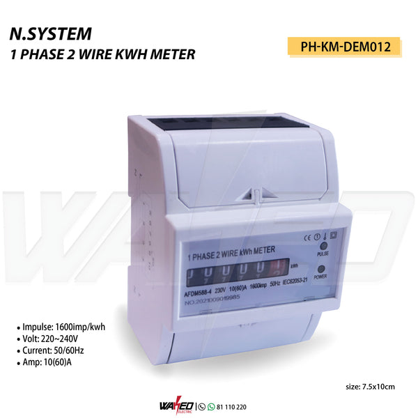 Single Phase/2 Wire KWH Meter - 10(60)A – Waked Electronics